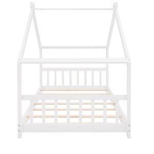 Harper & Bright Designs Kids House Beds Twin, Wooden Montessori Bed, Kids Twin House Bed with Headboard & Footboard, Twin Bed Frame for Kids Boys Girls Teens, No Box Spring Need (Twin, White)