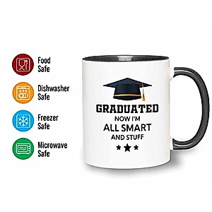 Flairy Land Graduation 2Tone Black Mug 11oz - All Smart and Stuff - Graduation Gifts for Her Senior Graduation College Student College Graduate Classmate MBA Grad