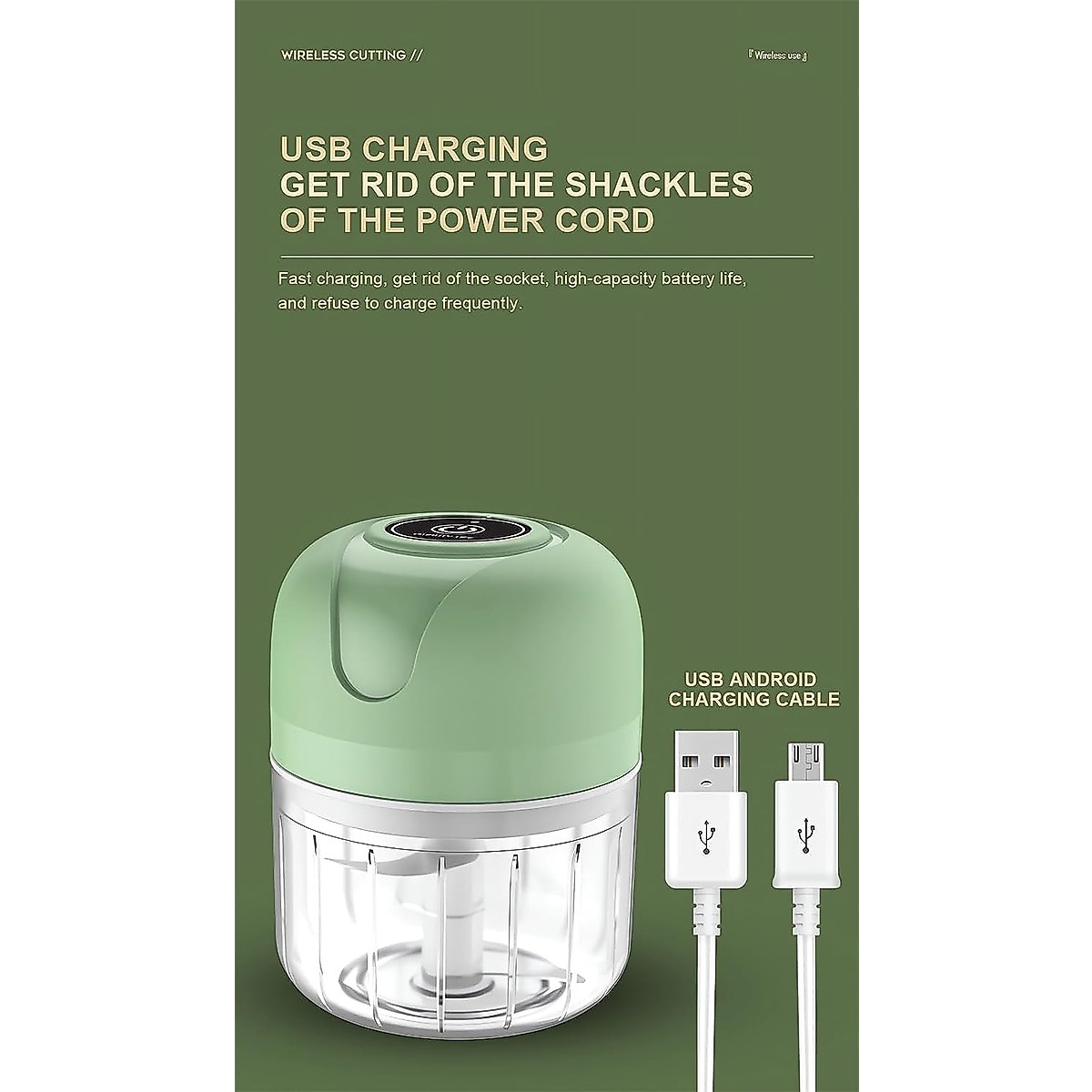 USB Rechargebale Electric Garlic Grinder - Mini Portable Wireless Food & Nut Chopper for all Nuts Electric, Small Chopper Blender Food Processor, Electric Onion Meat Nut Chopper Vegetable Cutter