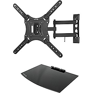 VIVO 23 to 55 inch Screen TV Wall Mount with Adjustable Tilt and Entertainment Shelf, Floating AV, DVD Shelving, Black, Mount-VWSF1