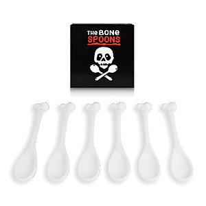 Ceramic Bone Spoons - Set of 6 - Spooky Valentines Day Gifts, Goth Valentines Day Decor - Skull Spoon, Witchy Gifts, Goth Gifts For Women, Spooky Gifts - Gothic Tea Set