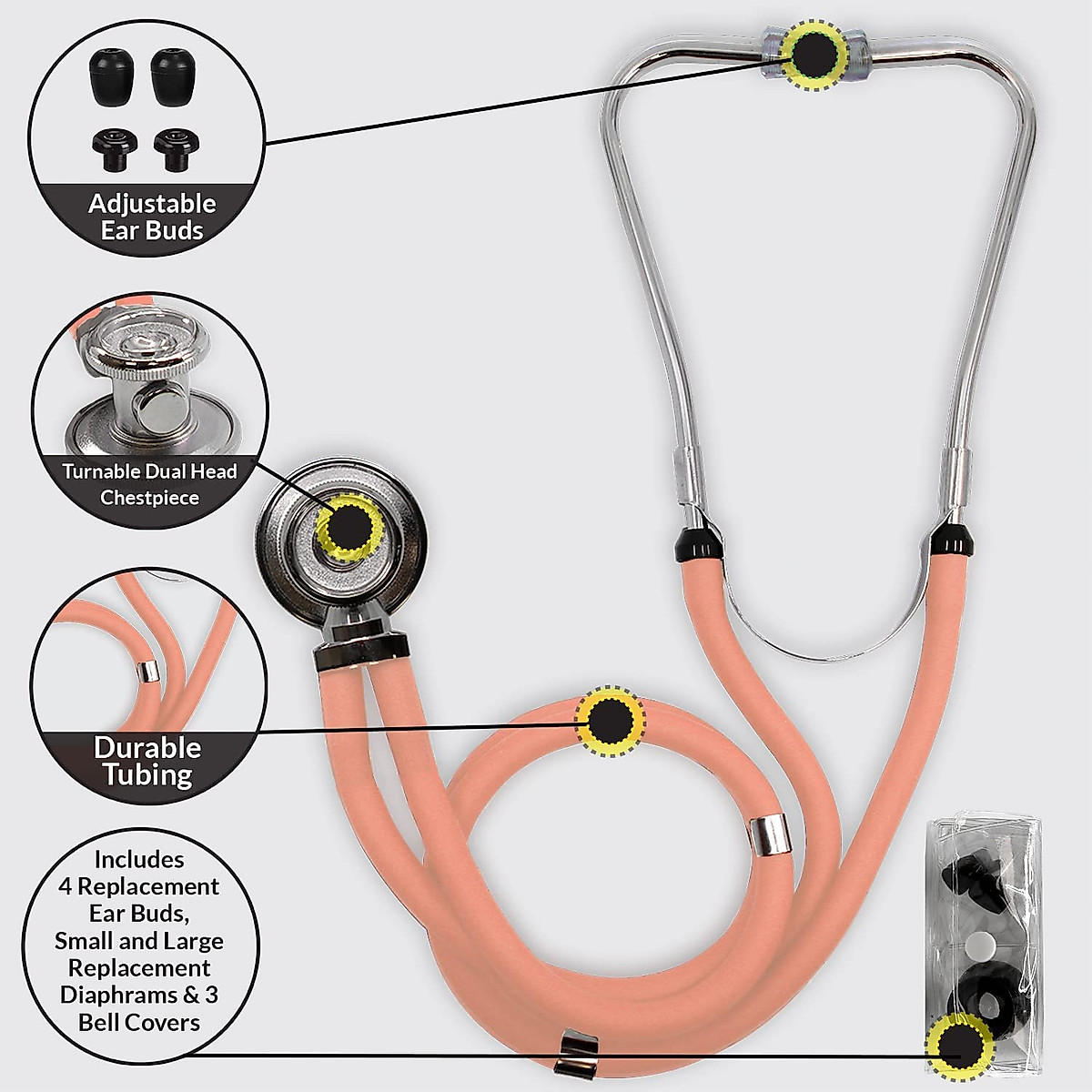 Dixie Ems Sprague-Rappaport Type Two Tube Stethoscope – Frosted Pink