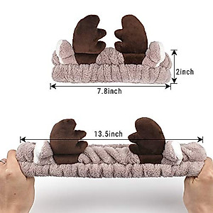 AHONEY Makeup Spa Headband Face Wash Headband for Women Girls Cute Headbands Animal Ears Shower 4Pcs Coral Fleece Hair Band Women Cosmetic Headwrap for Spa Yoga Makeup Washing Face