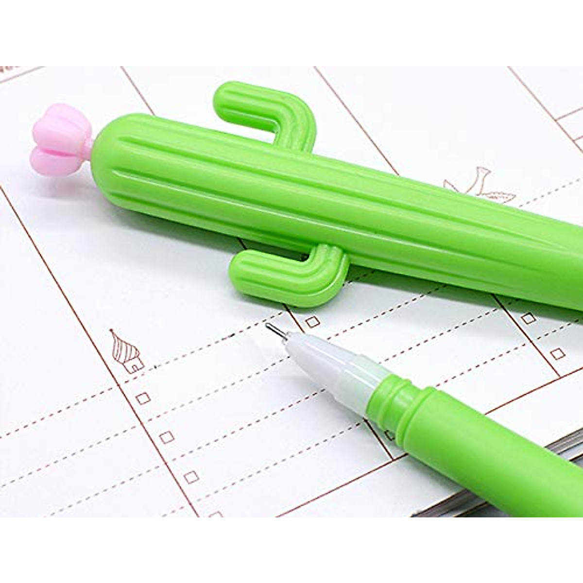 Cactus Shaped Rollerball Pen Cute Creative 0.5 mm Black Ink Gel Pens For Student and Office 12 Pieces by Meiso