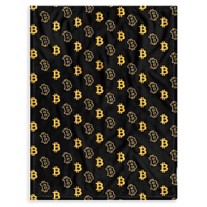 Seamless Bitcoin Cryptocurrency Blanket Bitcoin Fleece Blanket Sherpa Blanket Woven Blanket for Men Gifts for Him, Multicolor, 50x60IN
