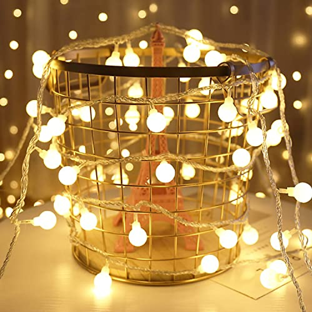 LCHUANG Battery Operated String Lights 66FT 200LEDs - Each 33FT 100LEDs 8 Mode Waterproof Christmas Fairy Lights Indoor Outdoor Hanging Globe Decorative Lights for Home Party Patio Garden Wedding