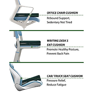 AOSYCO 4D Airflow Seat Cushion, Long Sitting Office Chair Pad, Pressure Relief Cushion Butt Lumbar Back Support, Extremely Easy Cleaning for Wheelchairs, Outdoor Patio with Covers, 1in (Height)