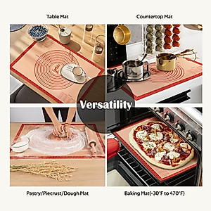 Non-slip Silicone Pastry Mat Extra Large with Measurements 28''By 20'' for Silicone Baking Mat, Counter Mat, Dough Rolling Mat,Oven Liner,Fondant/Pie Crust Mat By Folksy Super Kitchen Red