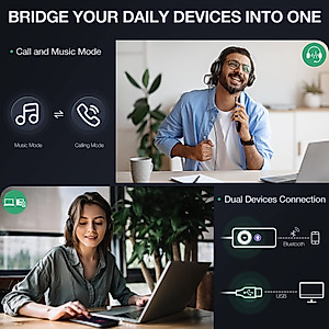 Yealink UH38 Bluetooth USB Wired Headset with Microphone Stereo for PC Computer Headset Telephone Headset Teams Certified with Noise-Canceling with 360° Busylight