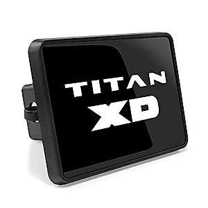 iPick Image, Compatible with - Nissan Titan XD UV Graphic Black Metal Face-Plate on ABS Plastic 2 inch Tow Hitch Cover