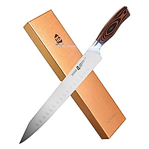TUO Slicing Knife 12 - Sujihiki Slicer Professional Meat & Fish Carving Master - Long Kitchen Kiritsuke Chef Knives - German Steel & Comfortable Pakkawood Handle - Gift Box Included - Fiery Series