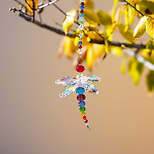 Hanging Dragonfly Pendant Chandelier Crystal Ball Prisms Rainbow Beads Chakra Suncatcher Home Windows Decor
