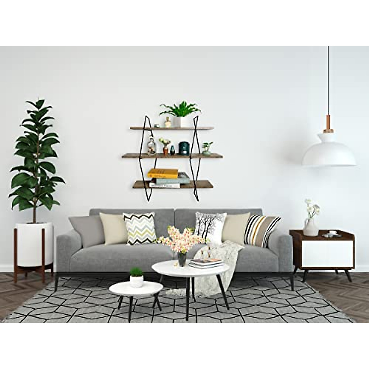 Cocoyard 3 Tier Wall Shelf – Industrial Wall Mounted Rustic Wood Shelf for Living Room, Kitchen Bar Shelving – Wall Display – Retro Storage Rack for Organization and Farmhouse Décor (31.5inch)