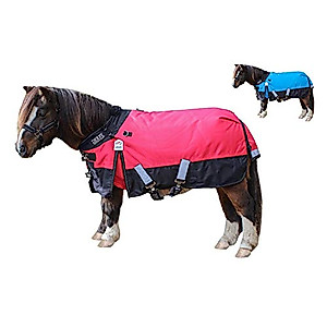 Derby Originals Nordic Tough 1200D Ripstop Waterproof Reflective All Season Mini Horse Pony Turnout Rain Sheet, Red, 58"