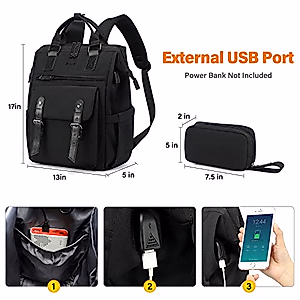 LOVEVOOK Laptop Backpack for Women, Teacher Nurse Bag Work Travel Computer Backpacks Purse,Water Resistant Daypack with USB Charging Port, 15.6 inch Black