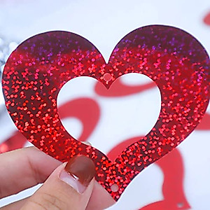 100PCS Valentines Day Red Pink White Balloons Hanging Swirls Kit, 12in Balloon Valentine's Day Wedding Bling Heart Ceiling Hanging Streamers for Sweetheart Wedding Bridal Shower Anniversary Engagement