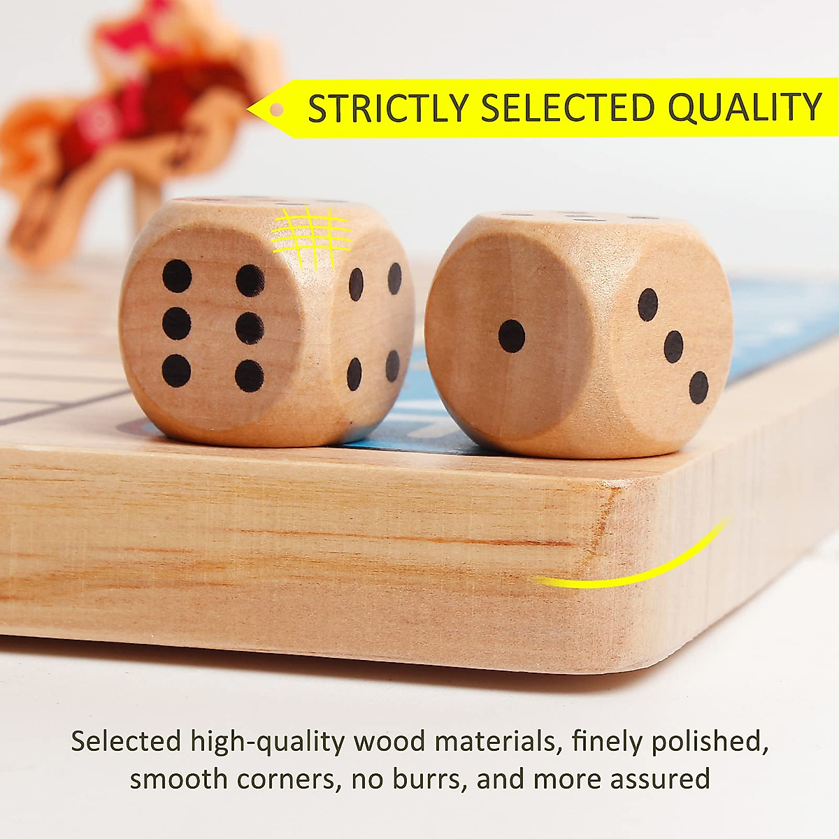 BEAUAM Horse Racing Board Game Wooden Challenge Toy Poker with 11 Durable Horses Dice & Cards for Kids Family Game Brain Teaser Gamble Game Chess