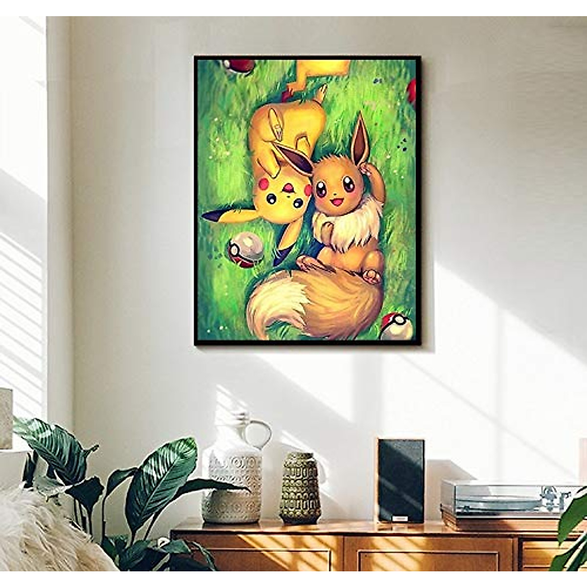 ACANDYL Pokemon DIY Painting for Kids Adults DIY Canvas Acrylic Arts Craft for Home Wall Decoration Paint by Number Pikachu 16x20 in