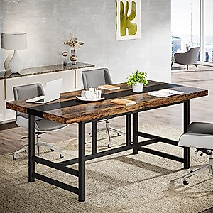 Tribesigns 6FT Conference Table, Rectangular Meeting Table, 70.86L * 31.49 W inches Seminar Table, Large Computer Desk for Office,Rustic Boardroom Desk