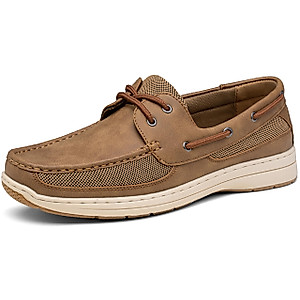 Vostey Men's Boat Shoes Slip On Stylish Casual Loafers Shoes(BMY3003 tan 10)