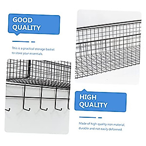 Cabilock 1 Set Bathroom Storage Rack Wire Shelves Wall Mounted Wire Storage Rack Hanging Storage Shelves Flowerpot Shelf Grid Storage Baskets Food Display Rack Hole-Free Storage Rack Black