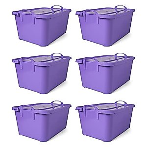 Life Story Purple Stackable Closet Organization Storage Box, 55 Quart (6 Pack)