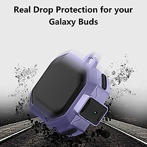 Jiunai Secure Lock Armor for Galaxy Buds 2 Pro Case 2022 / Galaxy Buds 2 Case 2021 / Galaxy Buds Pro Case 2021 / Galaxy Live Case 2020 Heavy Duty Protective Shockproof Dual Layer Case Carabiner Purple