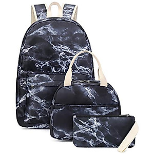 Bluboon School Backpack Teens Girls Boys Kids School Bags Bookbag with Lunch bag pencil pouch (Black)
