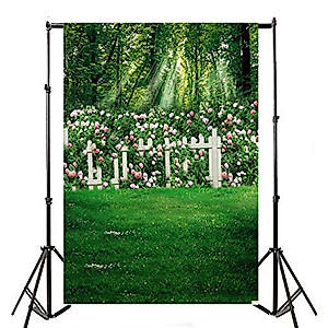 AOFOTO 6x9ft Romantic Garden Photography Studio Background Wedding Backdrop Spring Flowers Fence Meadow Grassland Girl Lovers Baby Kid Toddler Artistic Portrait Forest Photoshoot Props Video Drape