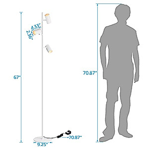 LEONLITE Minimalist LED Tree Floor Lamp for Living Room, Dimmable 3 Lights Modern Reading Standing Lamp for Bedroom, CRI93, Touch Control, Adjustable Heads, 2700K Soft White, White