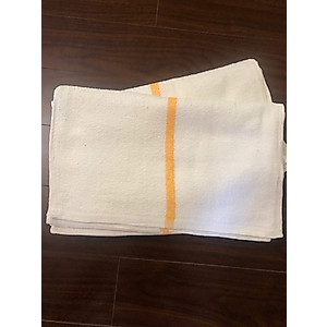 OMNI LINENS 24 Gold/orange Stripe Bar Mops Restaurant Kitchen Commercial Towels 32oz