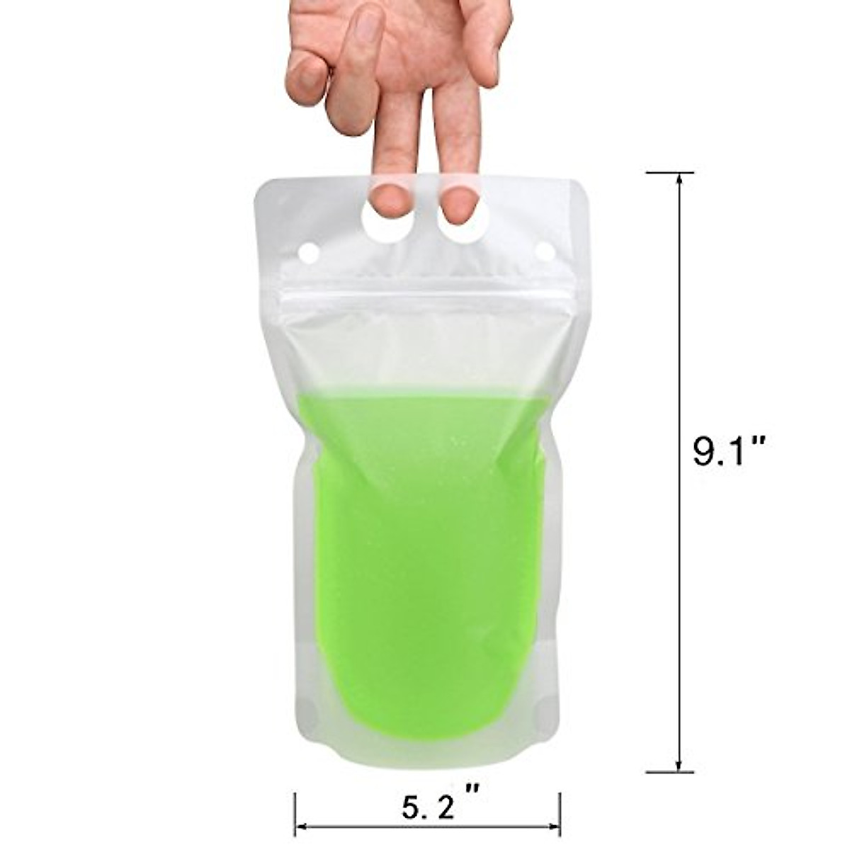 BESOKUSE Drink Pouches for Adults,Drink Pouches with Straws,Stand-Up Juice Pouches Clear Reusable Smoothie Pouch Bag(50PCS)