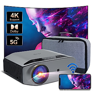 5G WiFi Bluetooth Projector, Artlii Energon2 Outdoor Projector 4K Supported, FHD Native 1080P, Dolby Audio, Wireless & Wired Mirroring,Home Theater Movie Projector Compatible W/ TV Stick, iOS, Android