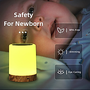 TLAOTNIY Night Light Touch Sensor Lamp,Soft Eye Bedside Table Lamp, Dimmable Warm White Light & 13 Color Changing RGB for Kids Bedroom/Room/Dorm (120mm-Silver)