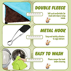 2 Pcs Pet Cage Hammock Soft Plush Bunkbed Hanging Hammock Warm Double Layer Ferret Hammock Small Pet Hammock Accessories for Rat Guinea Pig Sugar Glider Squirrel Chinchilla Play Sleep (Green, Blue)