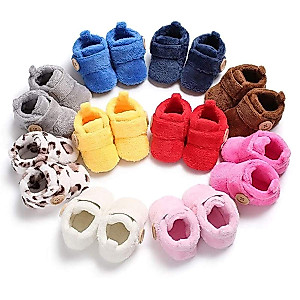 BENHERO Infant Baby Boys Girls Cozy Fleece Booties Winter Newborn Non Skid Soft Sole Shoes Winter Socks Toddler First Walkers Warm Shoes(0-6 Months M US Infant), B-yellow