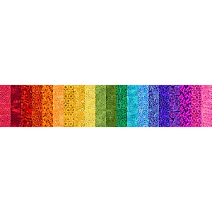 Strip Rolls - The Sunshine Collection by Jason Yenter for in The Beginning Fabrics Rainbow Blenders Florals 21 2.5" Fabric Strips Roll-Up Bundle Quilter's Cotton Precuts (M205.16)
