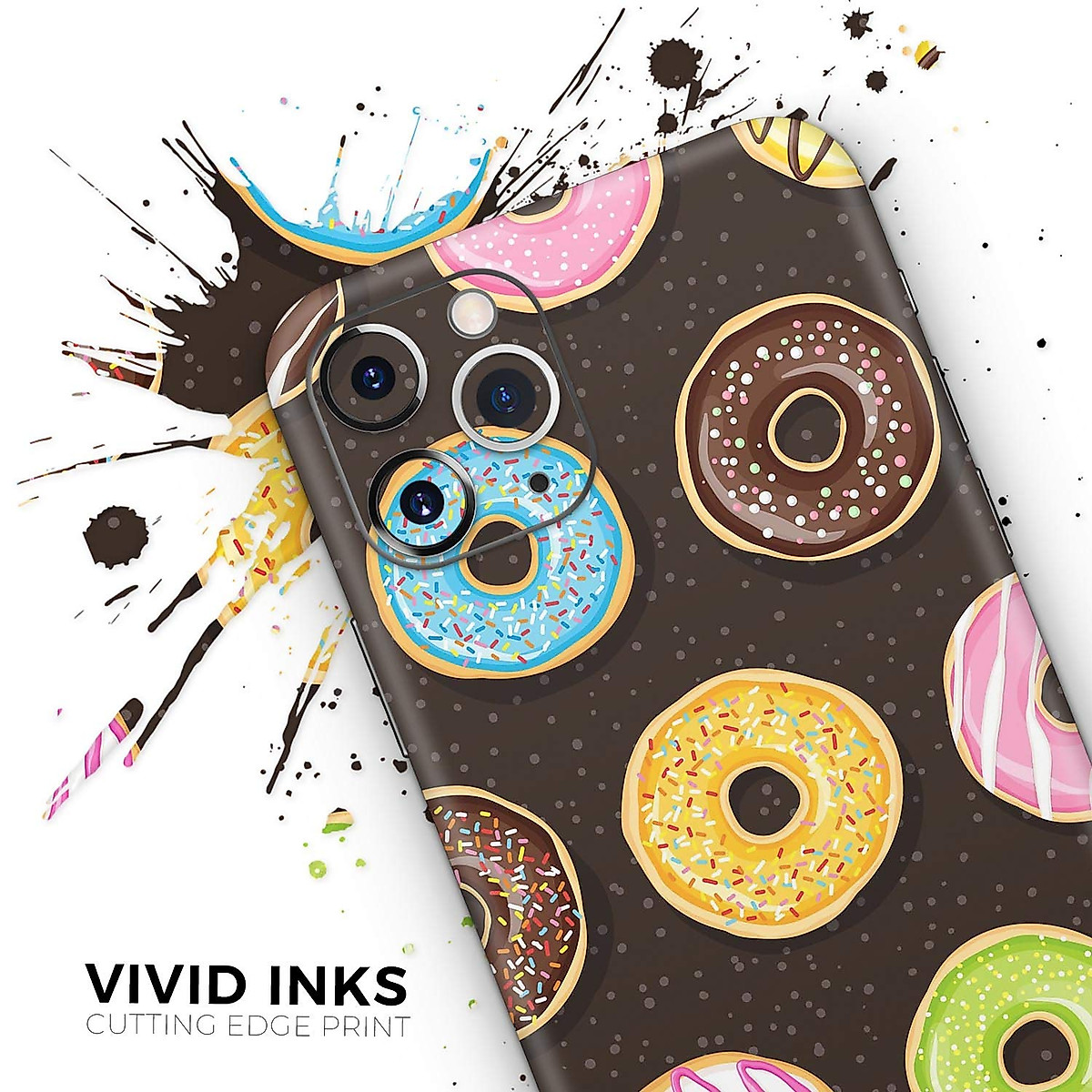 Design Skinz Yummy Colored Donuts v2 - DesignSkinz Protective Vinyl Decal Wrap Skin Cover Compatible with The Apple iPhone Xs Max (Full-Body, Screen Trim & Back Glass Skin)