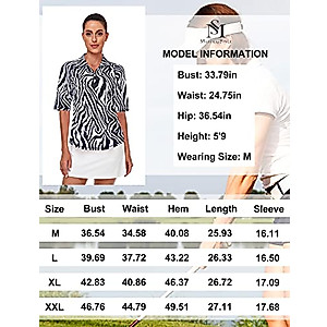 Misyula Athletic Tops for Women,Short Sleeve Quarter Zip Golf Shirts UV Protection Dry Fit Workout Top Relaxed Fit Tennis Training Jogging Performance Active Wear Outfits Zebra L