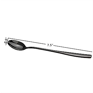Teyyvn Black Stainless Steel Iced Tea Spoon, Long Handle Stirring Spoon, Set of 8