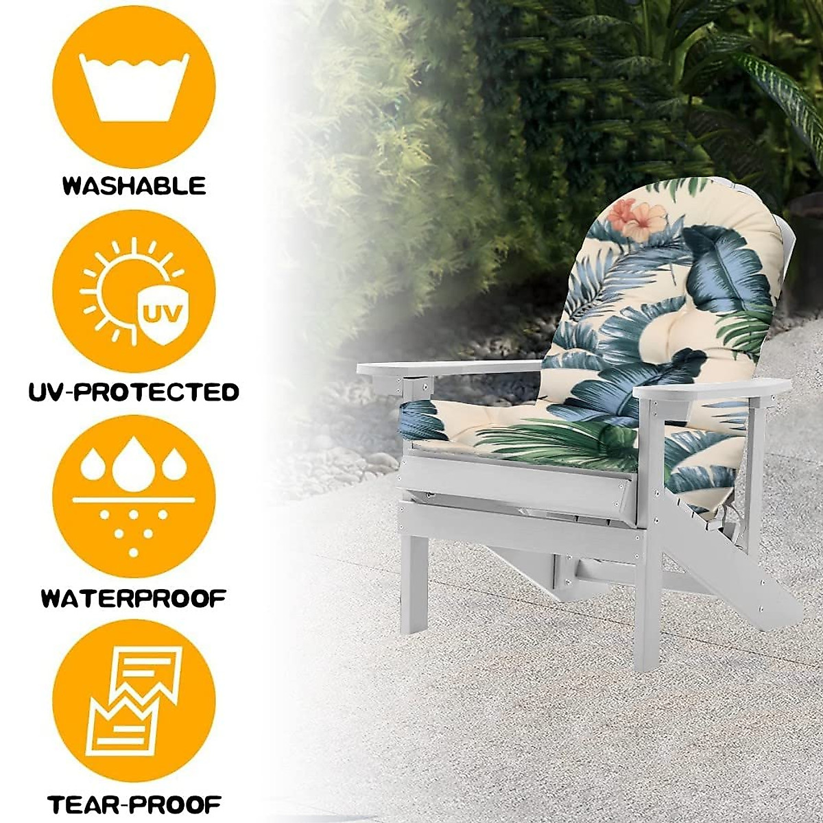 Srutirbo Rocking Chair Cushion, High Back Patio Cushions 44x19 inch, Waterproof Indoor/Outdoor Furniture Chair Cushions Pads with Straps, Seasonal All Weather Replacement (Leaf)