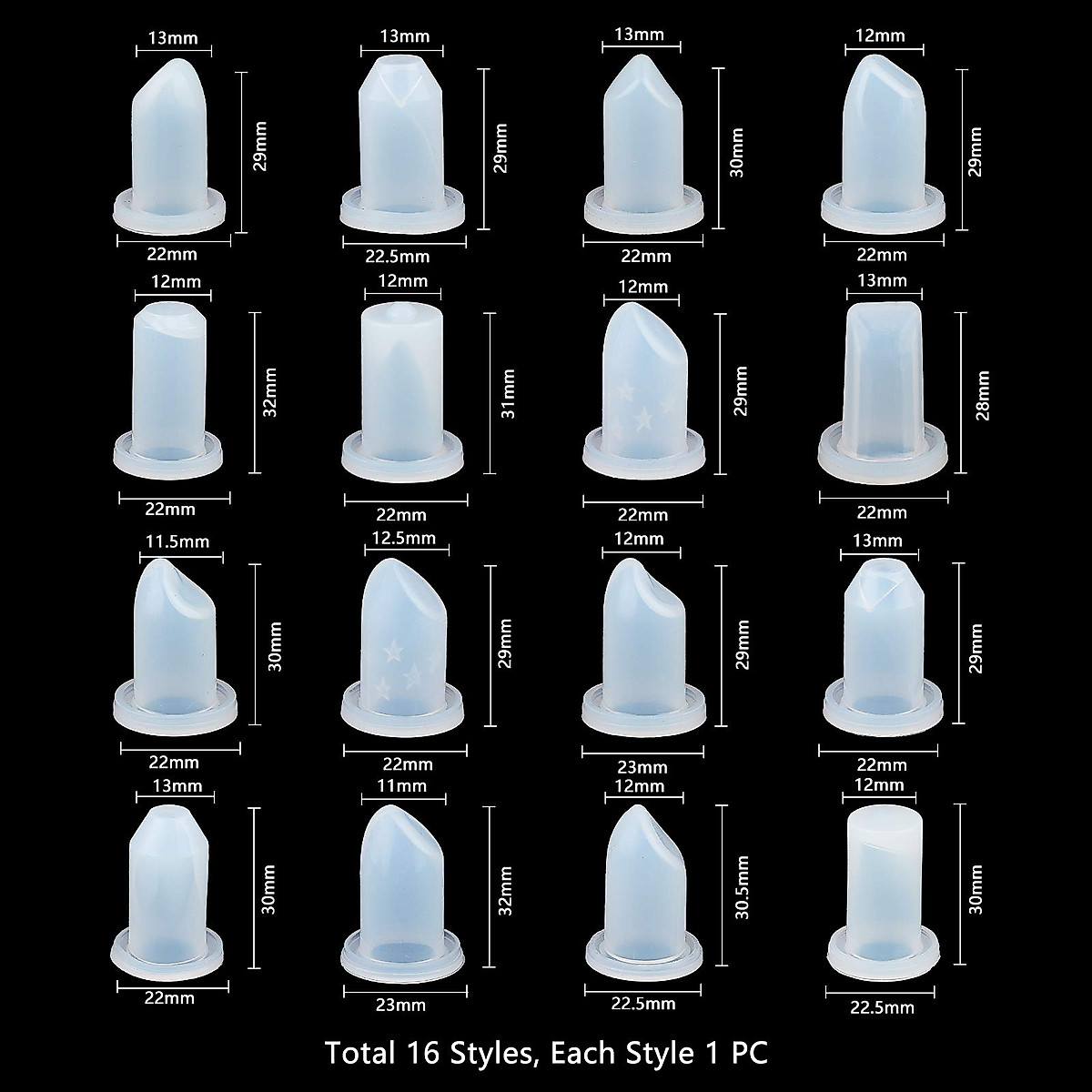 AHANDMAKER 16 Style Lipstick Mold Silicone DIY Makeup Cosmetics Lipstick Mould for DIY Lipstick Lip Cream Making Lipstick Fix