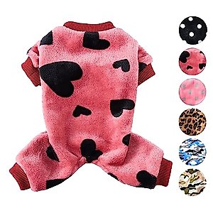 Dog Pajamas for Small Dogs Girl Boy Fall Winter Warm Dog Onesie Pjs Cold Weather Puppy 4 Legged Sweater Clothes for Chihuahua Yorkie Teacup Jumpsuit Cute Pet Outfits Apparel Coats (X-Small, Love)