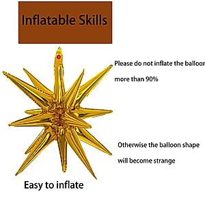 HADCKJA Gold Balloons Gold Star Foil Mylar Balloons Gold Birthday Party Decorations Star Party Balloons Wedding Anniversary Backdrop Graduation Party Decorations Supplies Favors Decor 3 Pcs