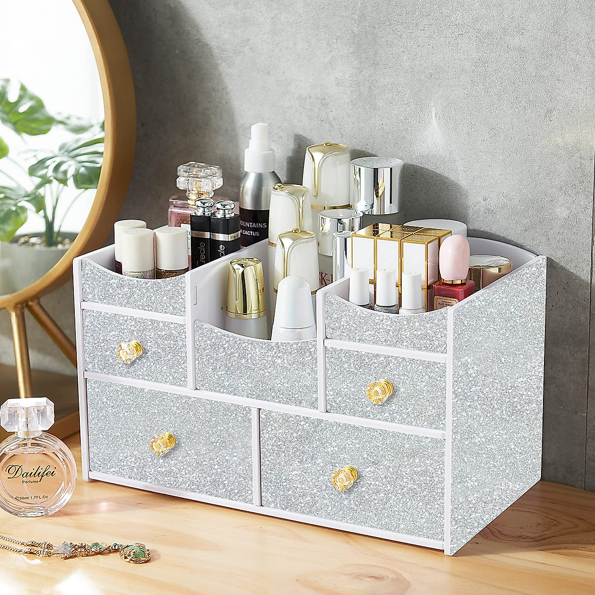 Kitico Glitter Silver Wallpaper Silver Contact Paper Silver Creative Covering Peel and Stick Wallpaper Removable Self Adhesive Paper DIY Vinyl Roll 17.7"x78.7"