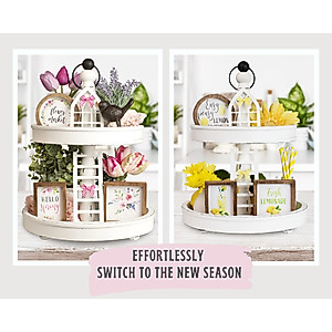 The Ultimate Farmhouse Tiered Tray Decor Set - Beautiful Year Round Seasonal & Holiday Decoration Bundle - The Perfect Easter, Spring and St Patricks Day Centerpiece Designs for Home & Kitchen Decor
