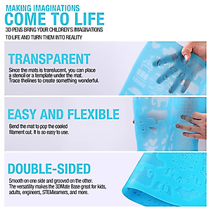 Blue 3D Printing Pen Mat - 3D Pen Mat for Kids, Adults - 16.3x10.8 inch 3D mat with Animal Patterns for 3D Printing Pen - Great 3D Silicone Pen Mat - Blue