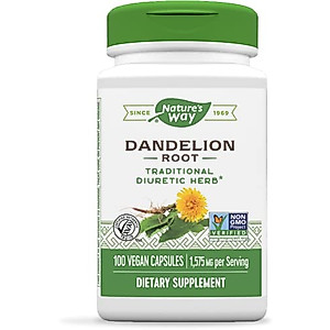 Nature's Way Dandelion Root, 1,575 mg per serving, Non-GMO, Gluten Free, Vegetarian, 100 Capsules
