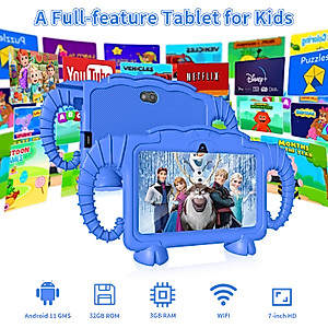 COLORROOM Kids Tablet 7inch Tablet for Kids 3GB 32GB Android11 Tablets Pre-Load Parental Control Children Education with Shockproof Case, GMS Certified, Tableta with Kids YouTube APPs