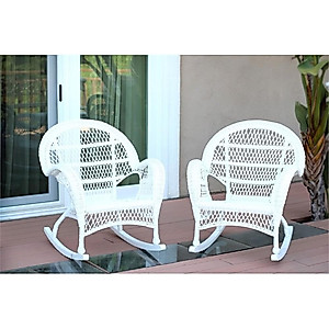 Jeco Wicker Rocker Chair, Set of 2, White